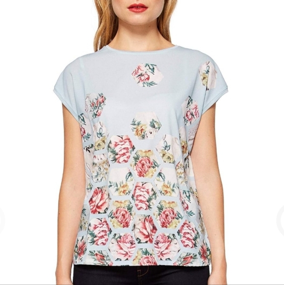 Ted Baker London | Tops | Ted Baker Blue Soma Patchwork Tee Size 3 ...